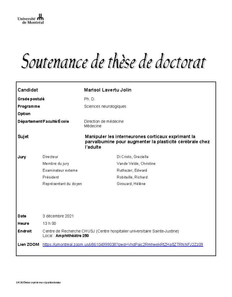 Soutenance de thèse de doctorat - Marisol Lavertu Jolin Ph. D ...