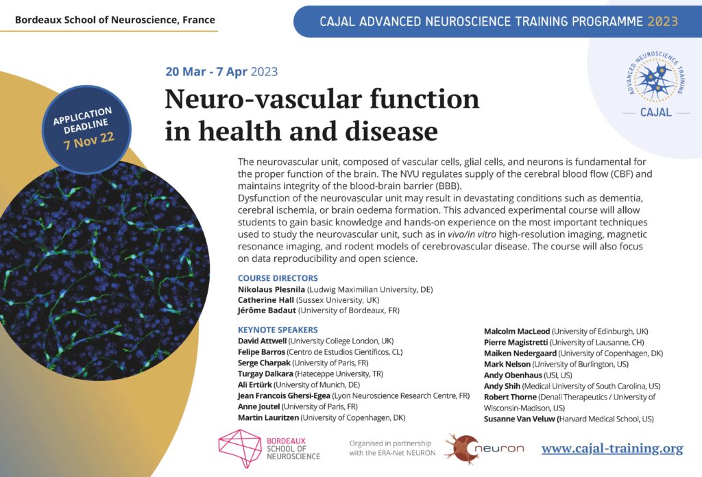 ERA-NET NEURON - Promoting the cajal course on Neuro-vascular function ...
