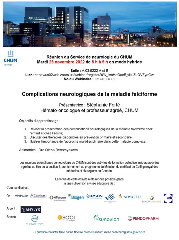 Réunion du Service de neurologie du CHUM - Stéphanie Forté ...