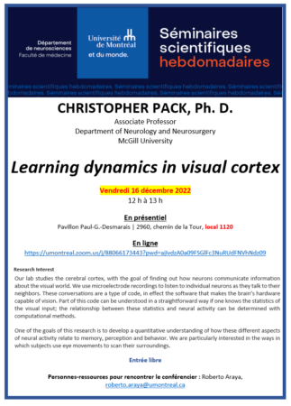 Séminaires scientifiques hebdomadaires - Christopher Pack, Ph. D ...