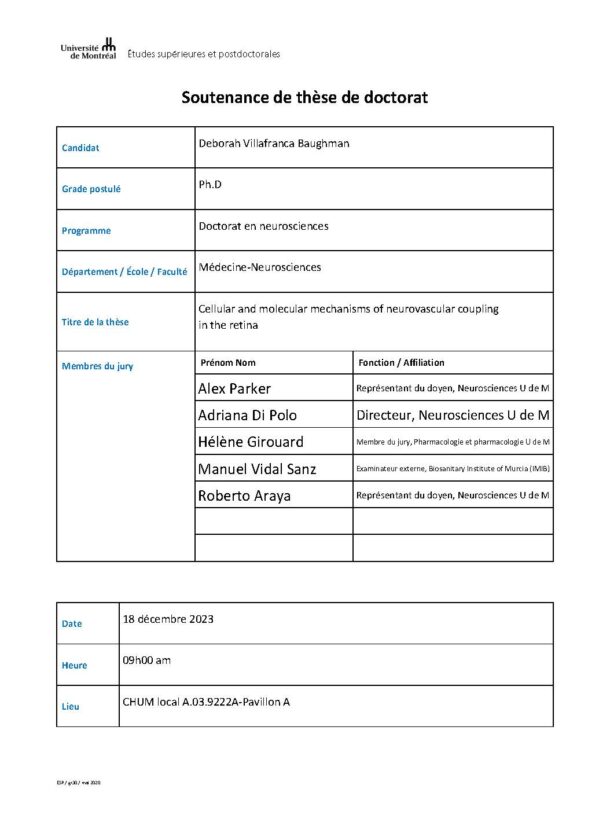 Soutenance de thèse de doctorat - Deborah Villafranca Baughman, Ph. D ...